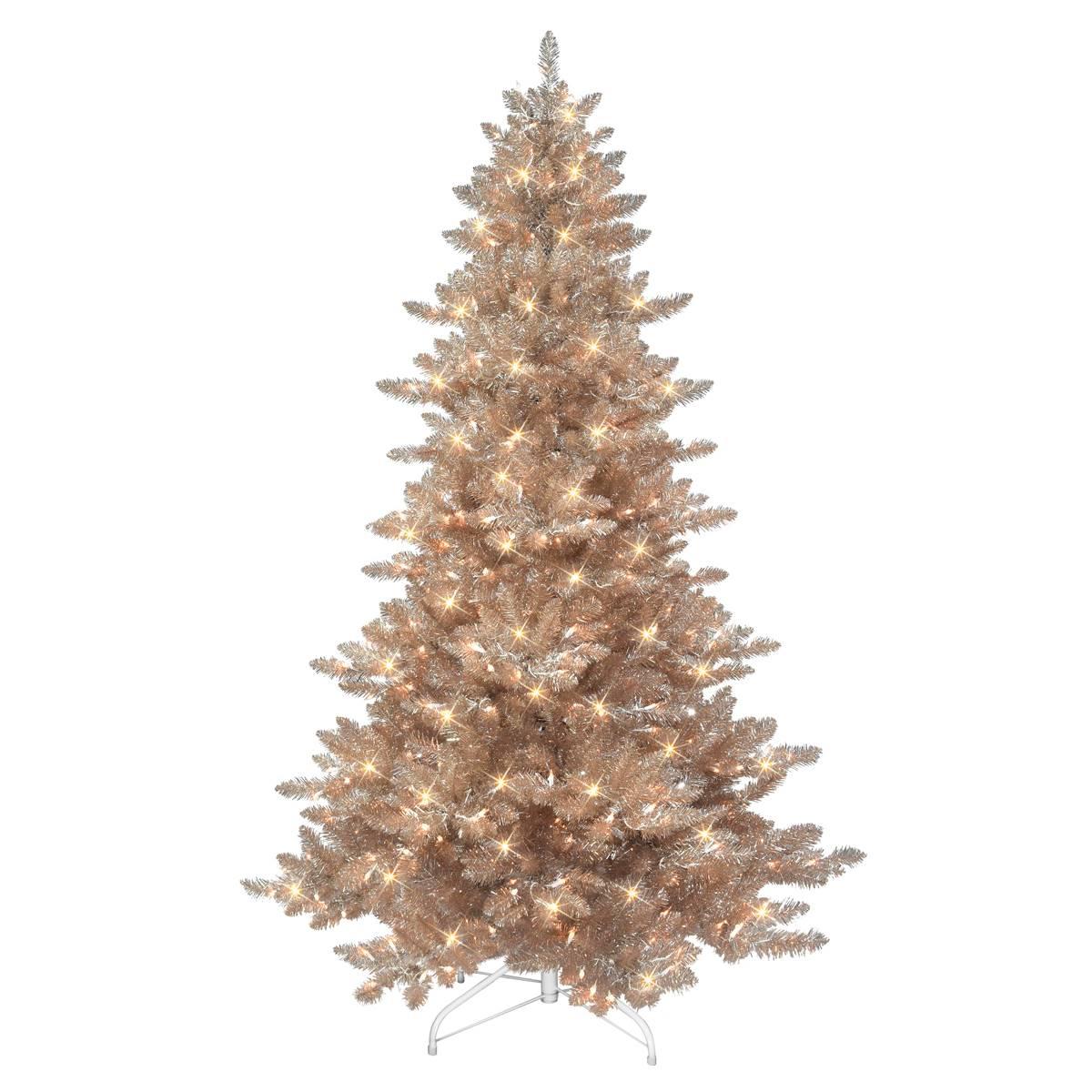 Click here for Puleo International 6.5ft. Pre-Lit Rose Gold Spruc... prices