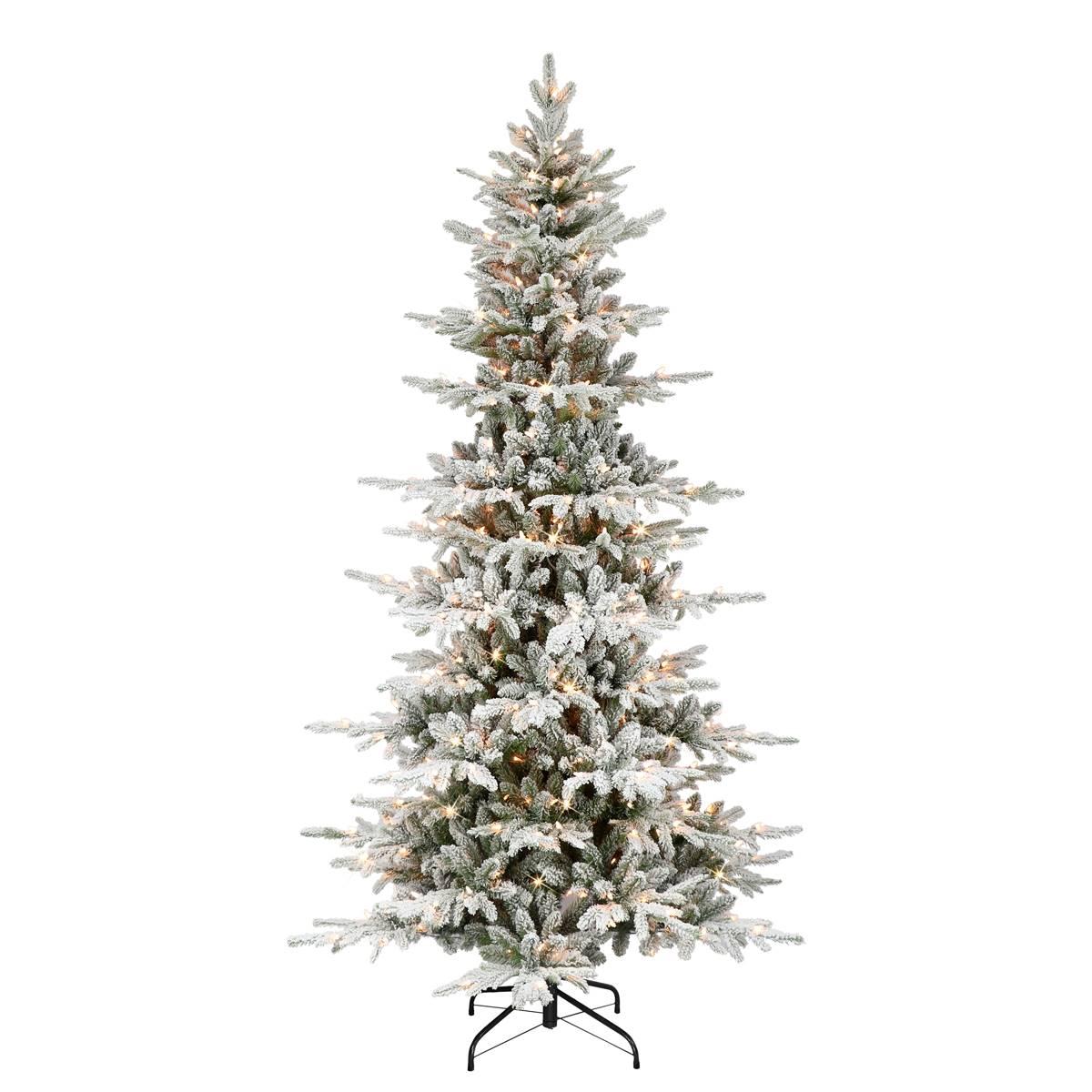 Click here for Puleo International 6.5ft. Pre-Lit Flocked Fir Chr... prices