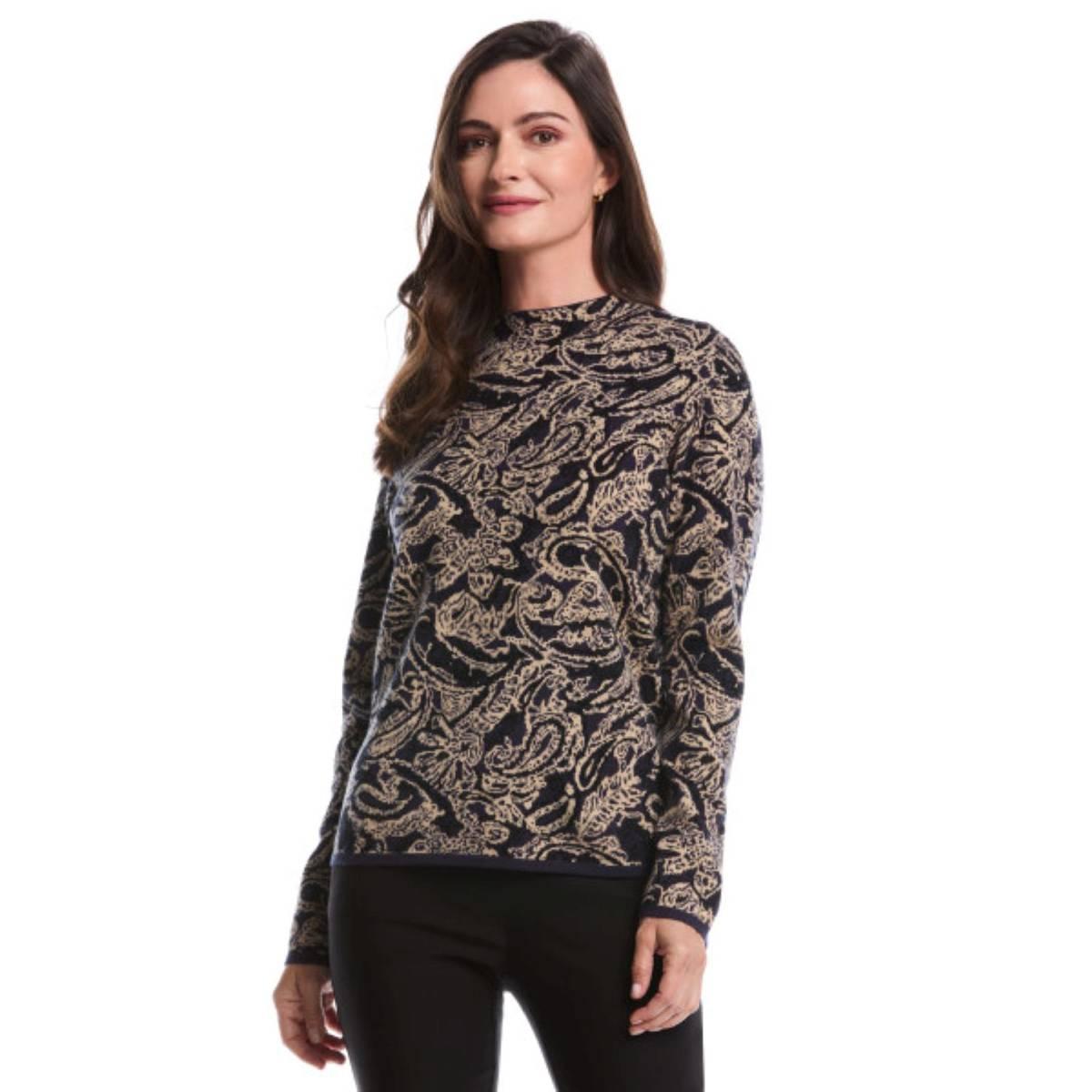 Click here for Womens Rafaella(R) Long Sleeve Mock Neck Paisley S... prices