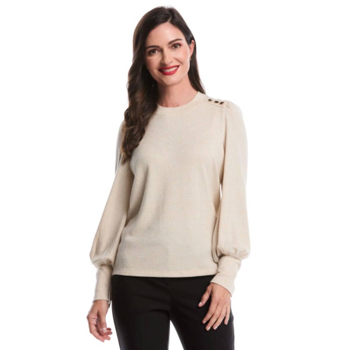 Click here for Womens Rafaella(R) Crew Neck Puff Sleeve Blouse w/... prices