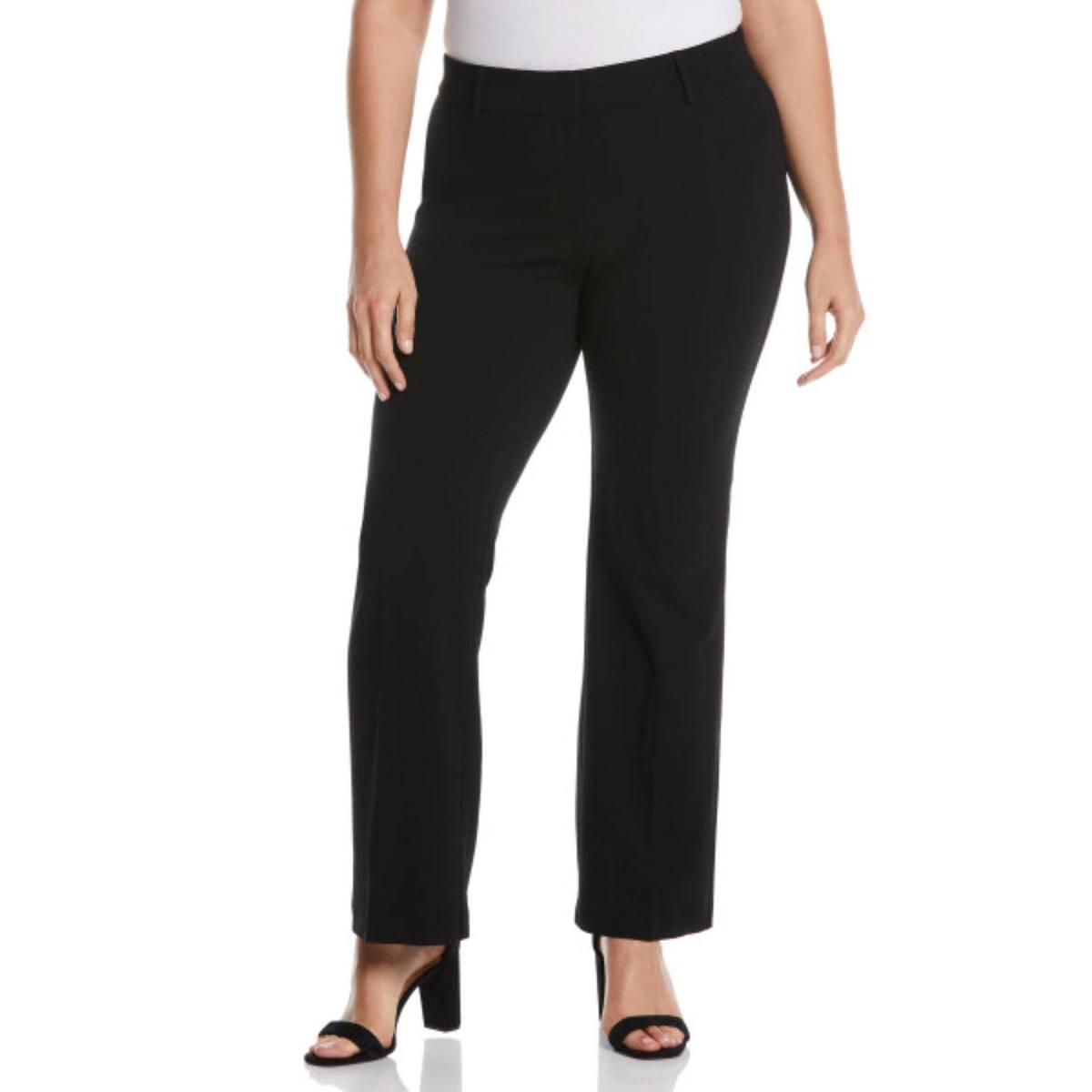 Rafaella Plus Size Stretch Crepe Classic Fit Pants - Navy