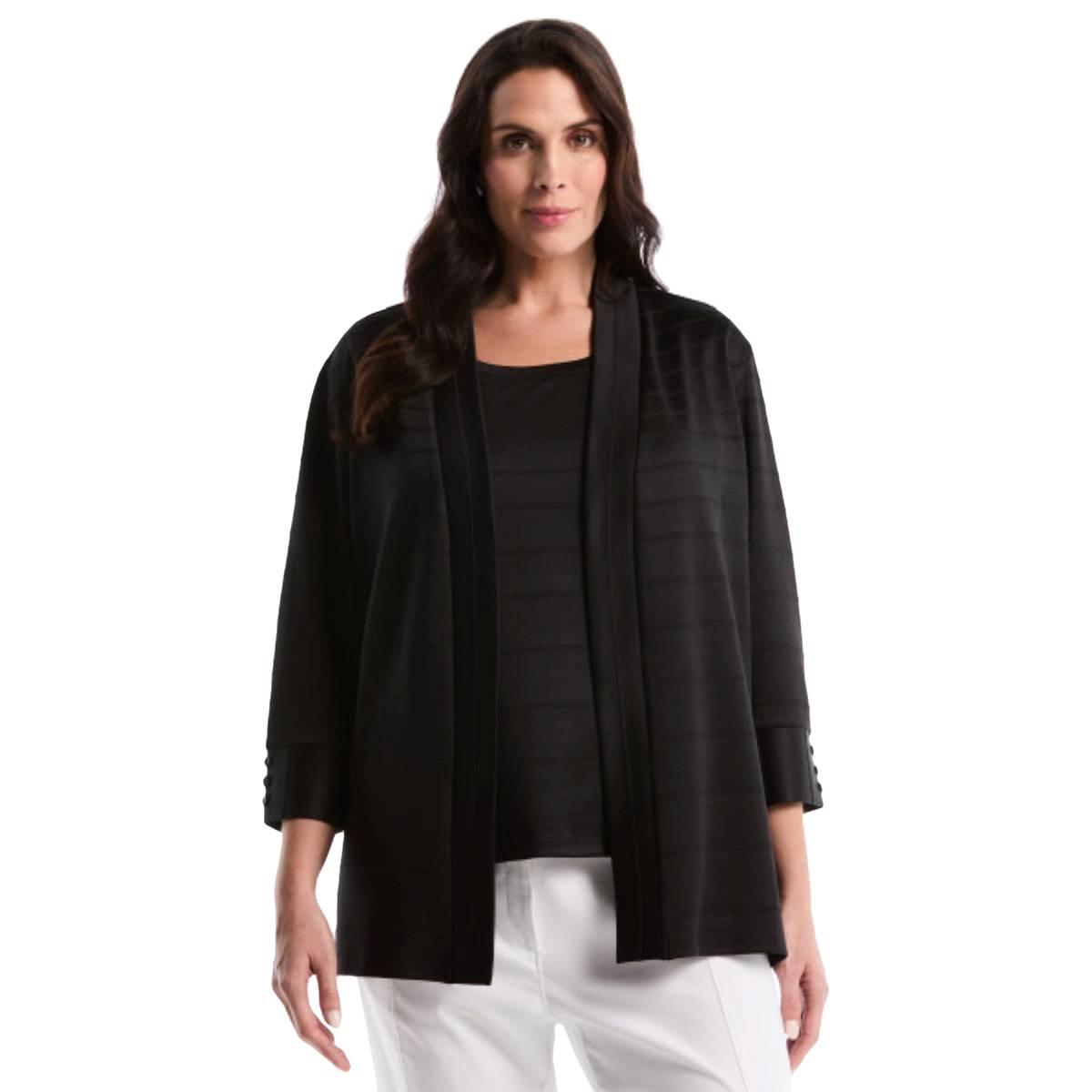 Click here for Plus Size Rafaella(R) 3/4 Sleeve Textured Knit Car... prices