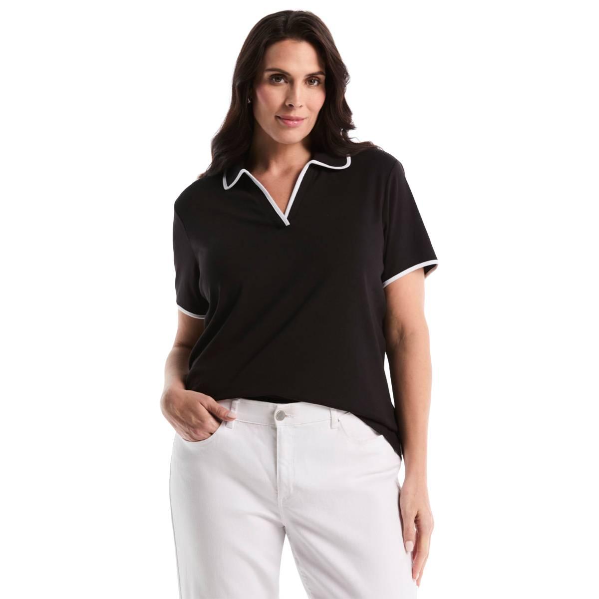 Click here for Plus Size Rafaella(R) Short Sleeve Contrast Trim P... prices