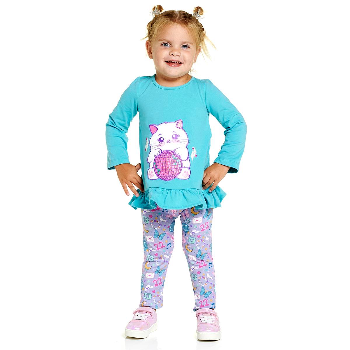Baby Girl (12-24M) Rare Editions Disco Cat Top & Leggings Set