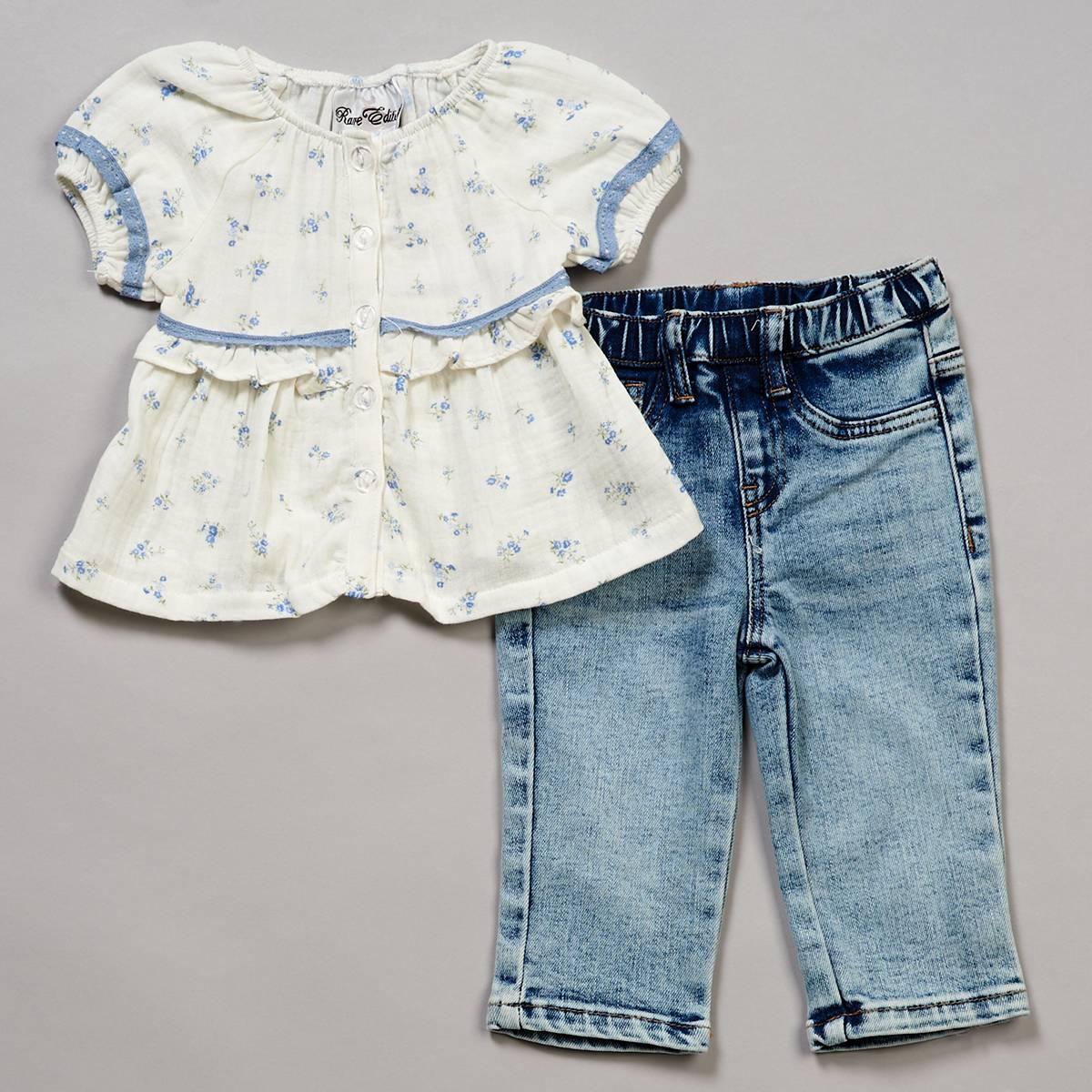 Click here for Baby Girl (3-24M) Rare Editions Floral Button Top... prices