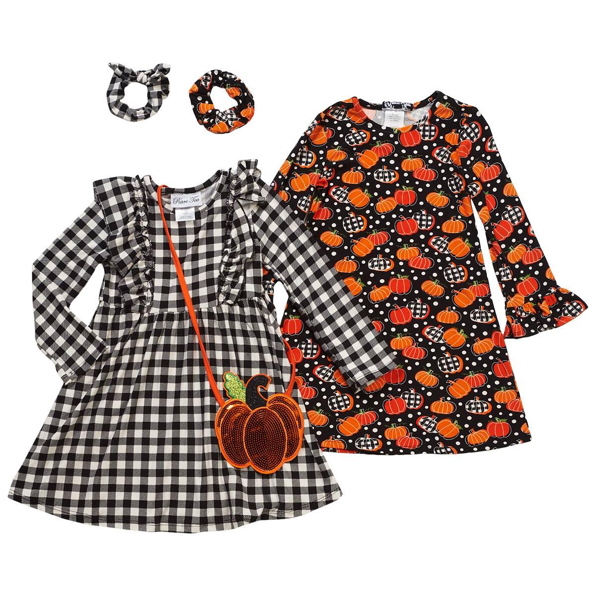 Click here for Girls (4-6x) Rare Too 2pk. Checkered & Pumpkin Dre... prices