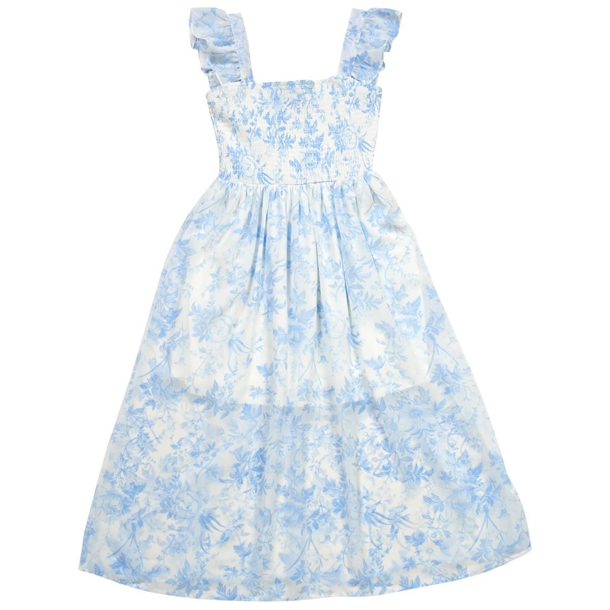 Click here for Girls (7-14) Rare Too Flutter Cuff Smocked Floral... prices