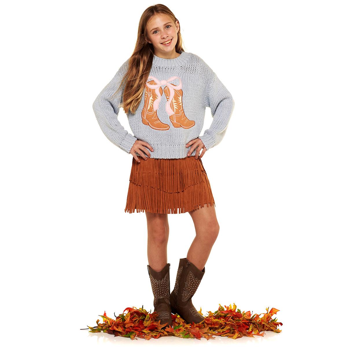 Click here for Girls (7-16) Rare Editions Cowgirl Boot Sweater &... prices