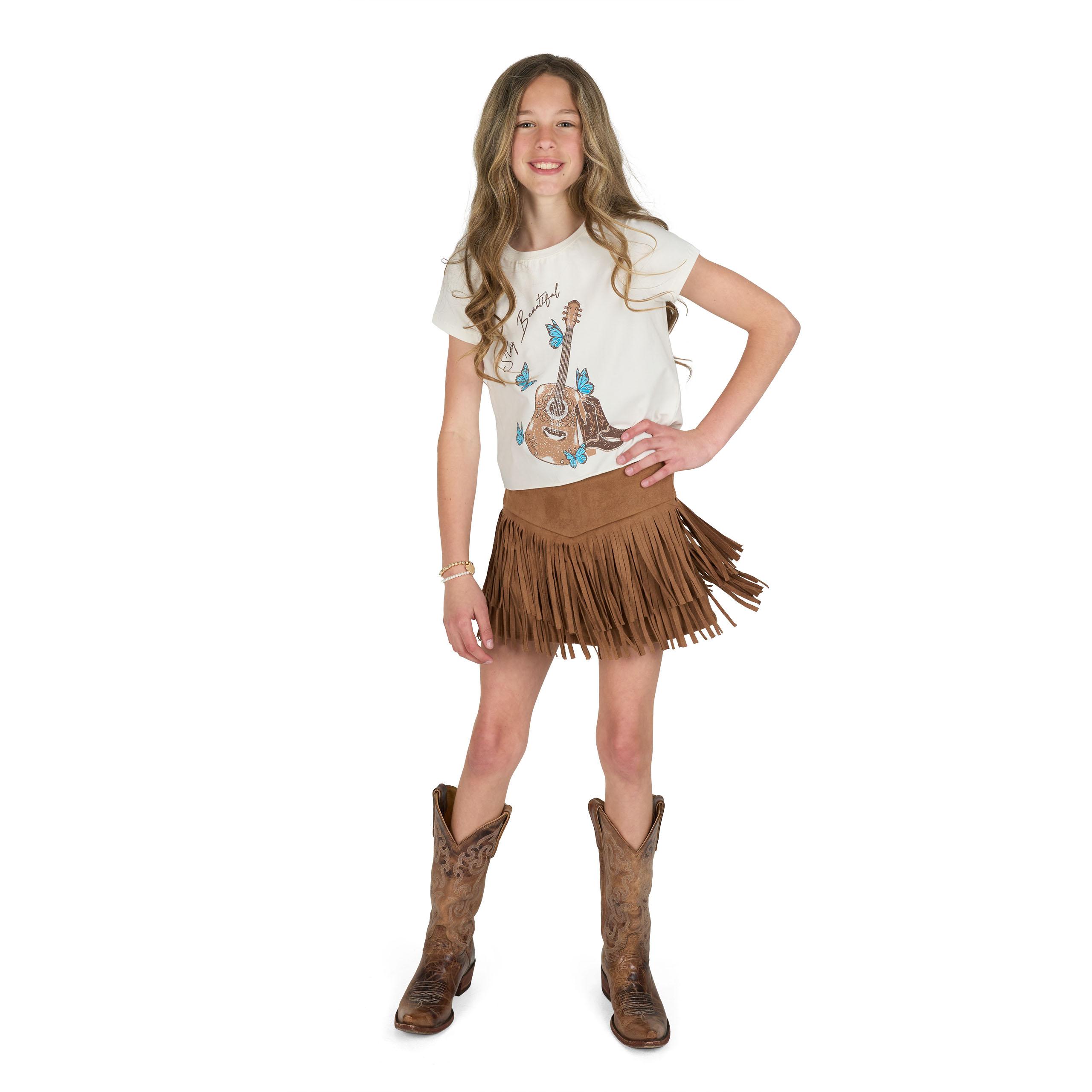 Click here for Girls (7-12) Tween Diva Guitar Tee w/ Faux Suede F... prices