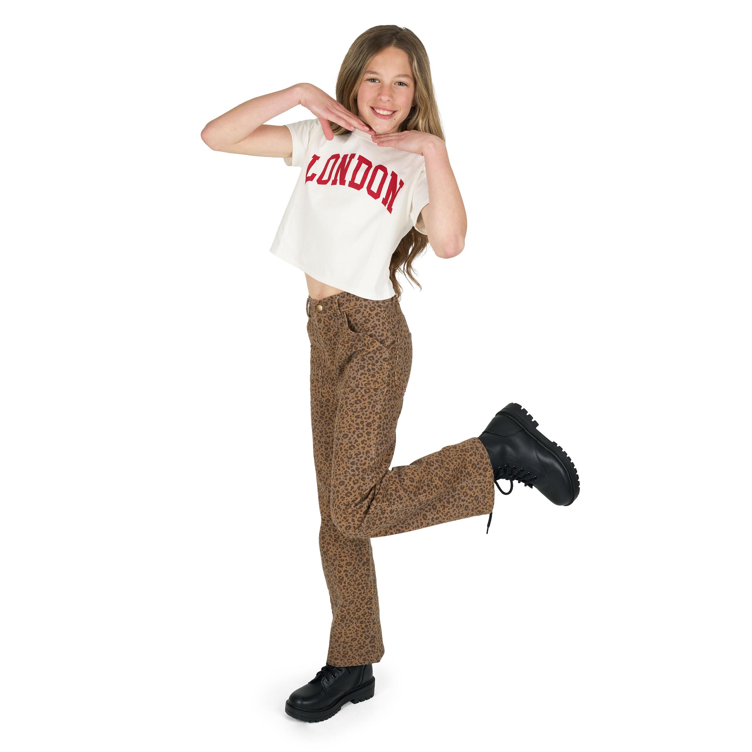 Click here for Girls (7-12) Tween Diva London Boxy Tee with Leopa... prices