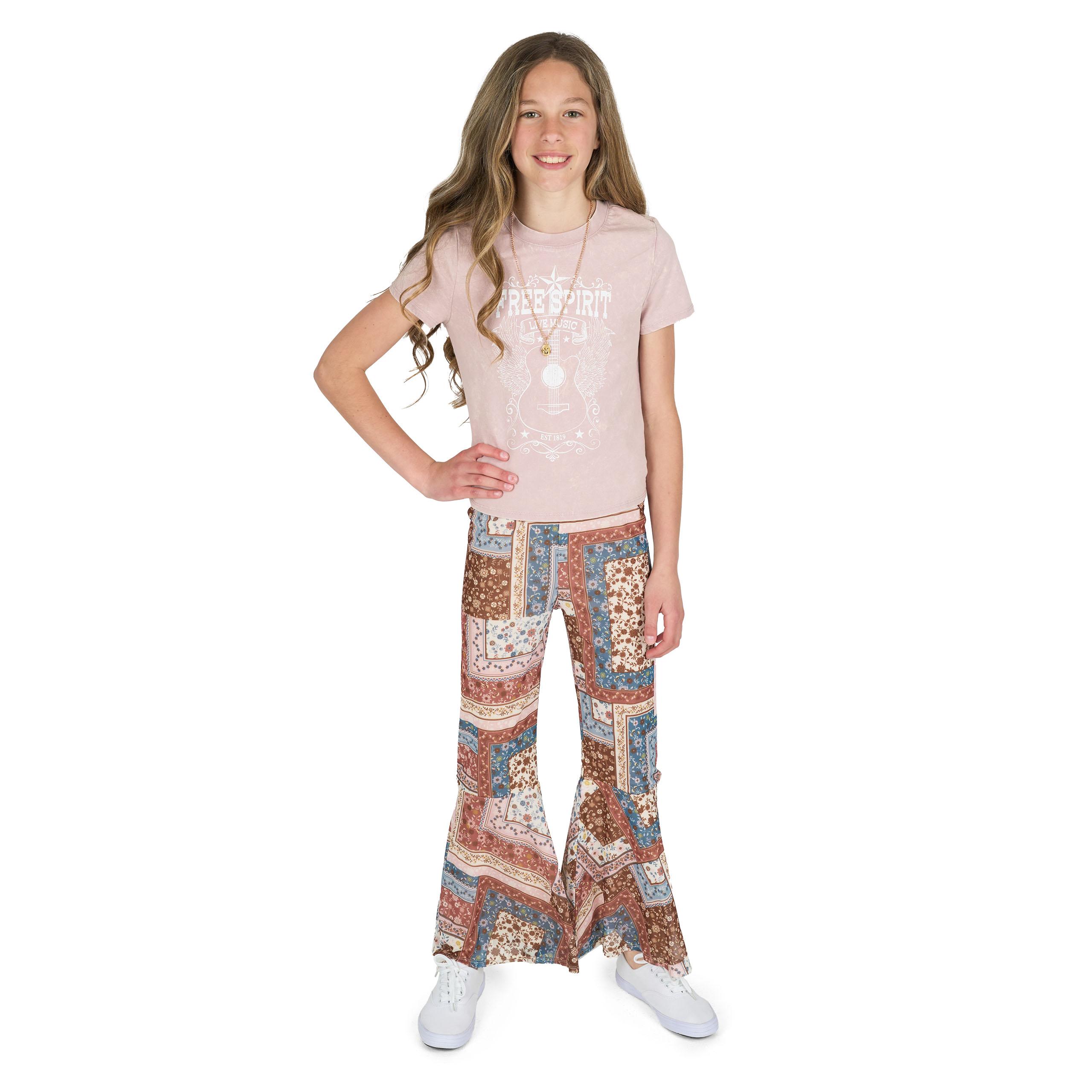 Girls (7-12) Tween Diva Free Spirit Tee and Mesh Flare Pants Set