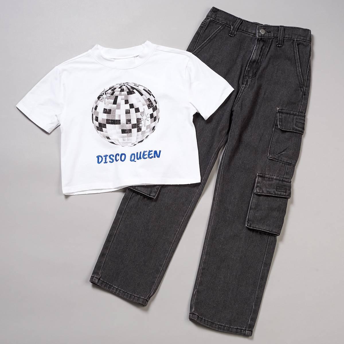 Click here for Girls (7-12) Tween Diva Disco Queen Tee & Cargo Je... prices
