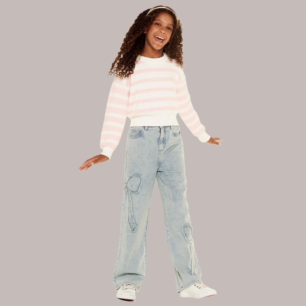 Click here for Girls (7-16) Tween Diva Stripe Sweater with Wide L... prices