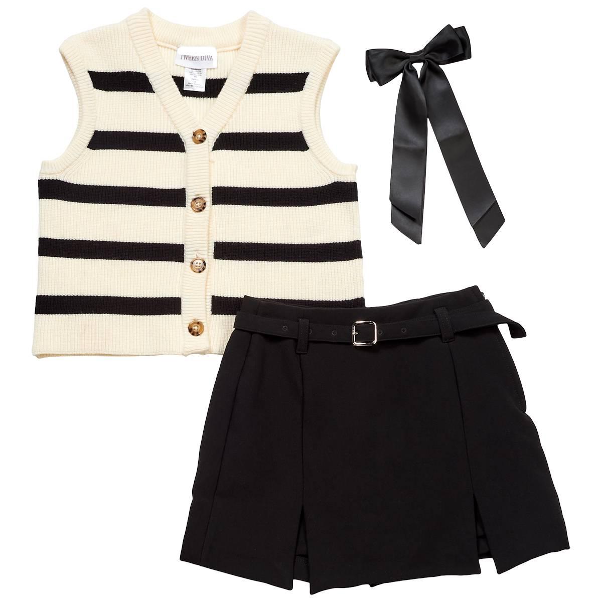 Click here for Girls (7-12) Tween Diva Sweater Vest w/ Pleated Sk... prices