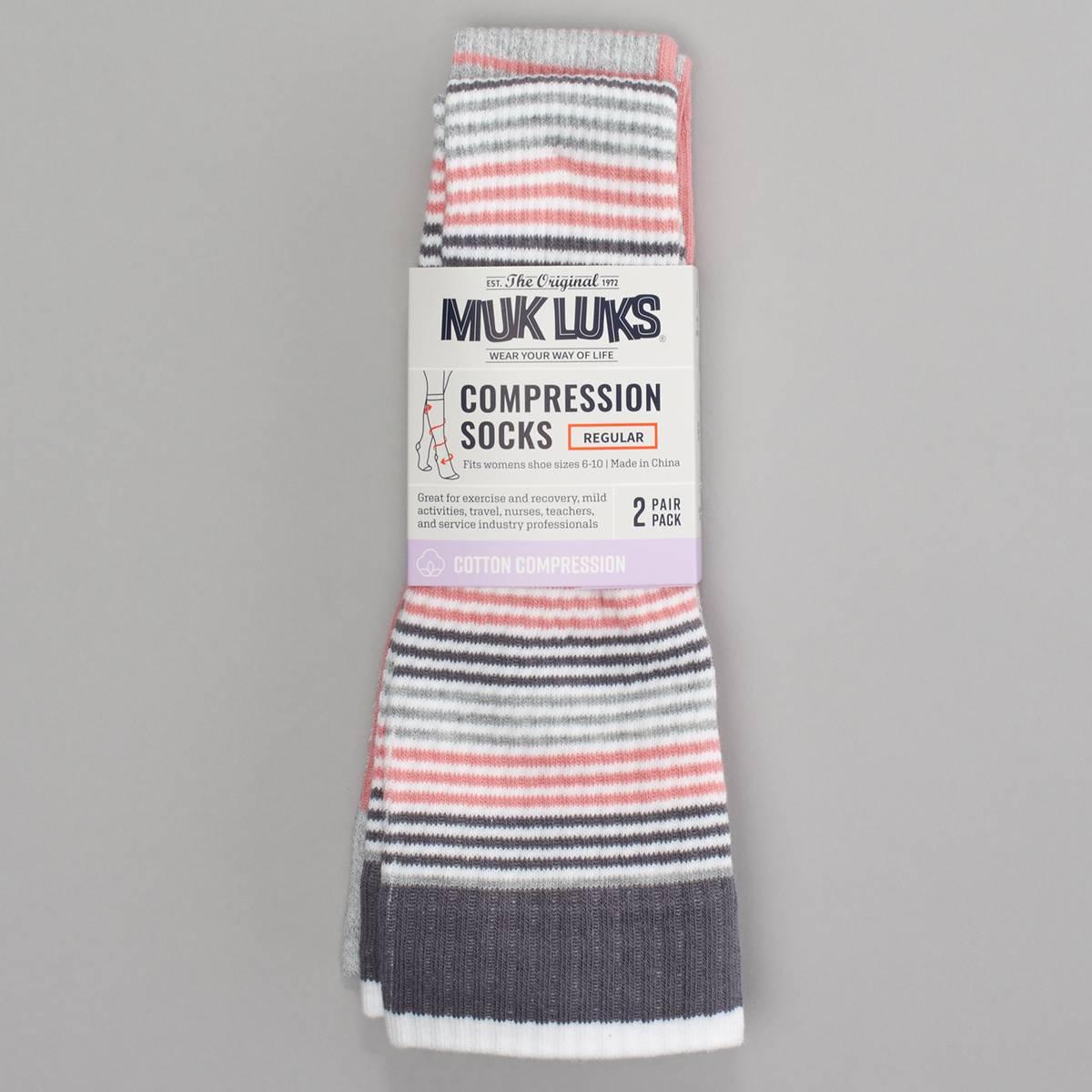 Muk Luks Womens 2 Pair Pack Cotton Compression Knee High Socks - Indigo