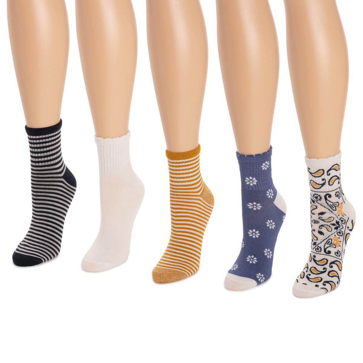 Click here for Womens Muk Luks 5pk Rayon Bamboo Quarter Socks prices