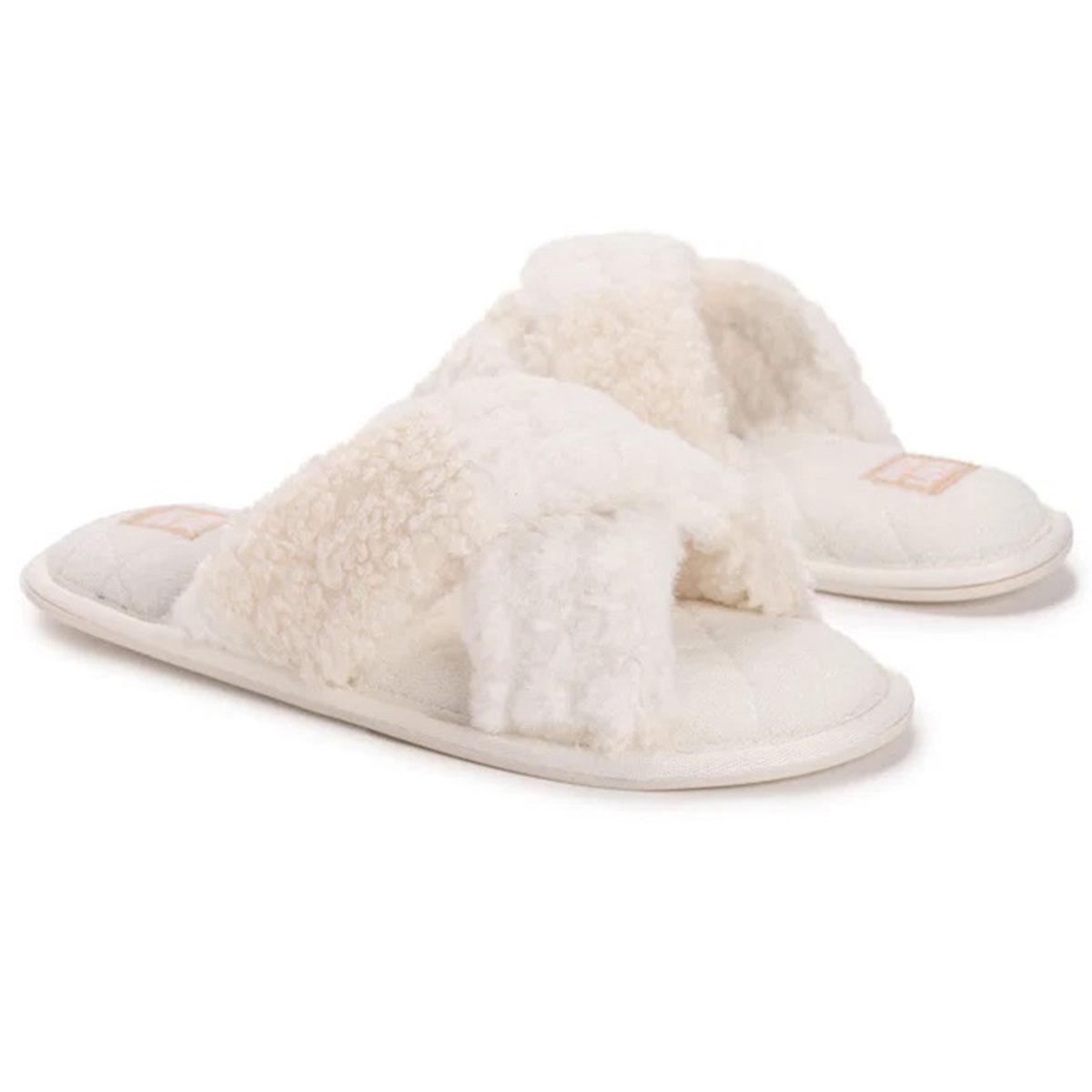 Muk Luks Womens Memory Foam Slip-On Slippers  X-large  White