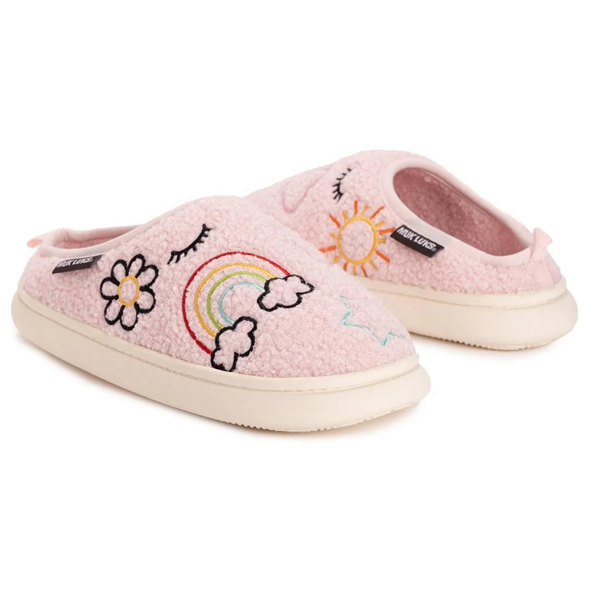 Muk Luks Womens Luan Clog - White smiley