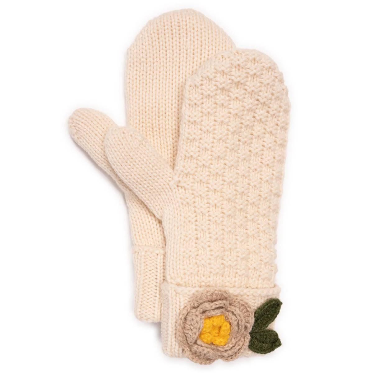 Click here for Muk Luks Womens Mitten w/ Crochet Flower - Cream prices
