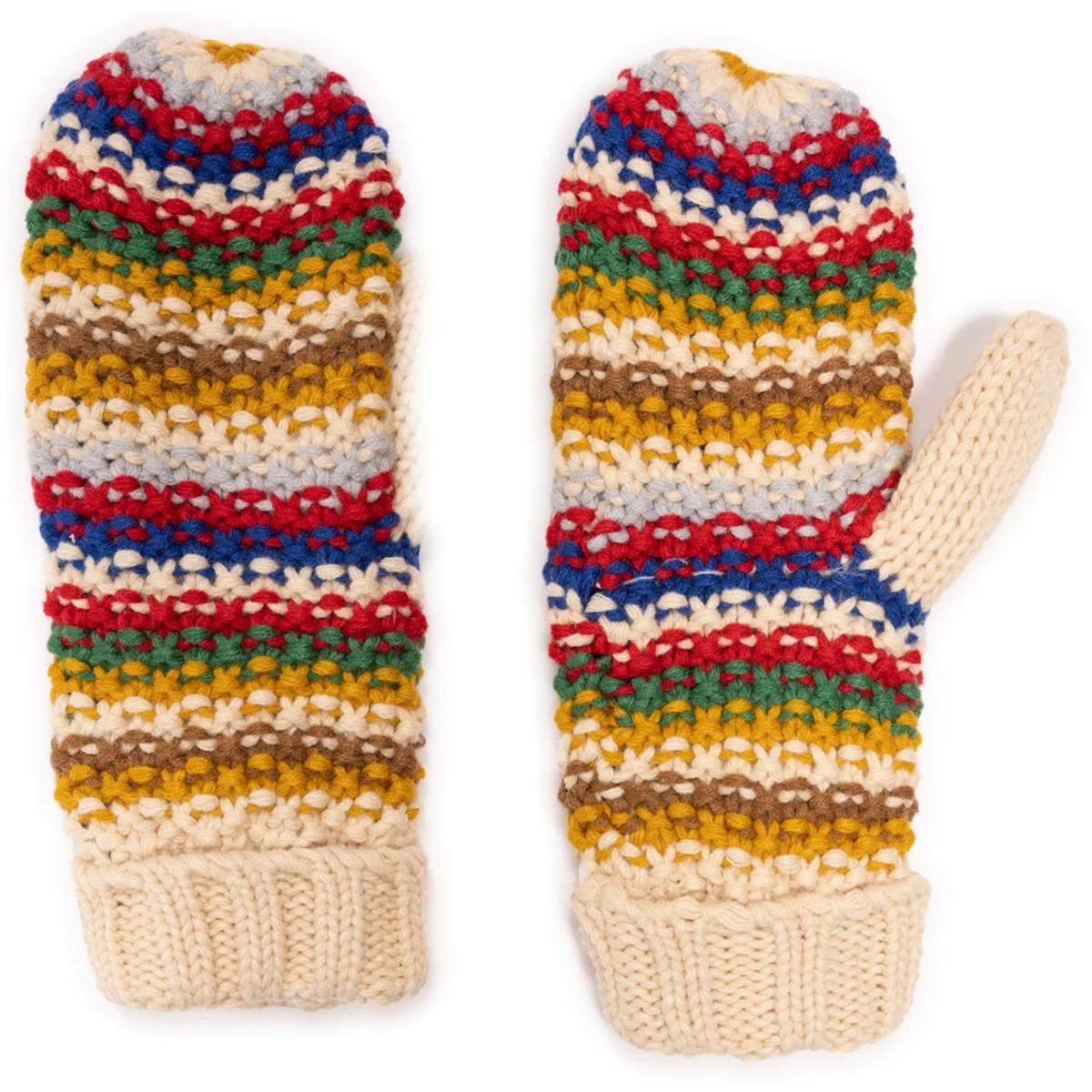 Click here for Muk Luks Womens Textured Stripe Mitten - Cream mul... prices