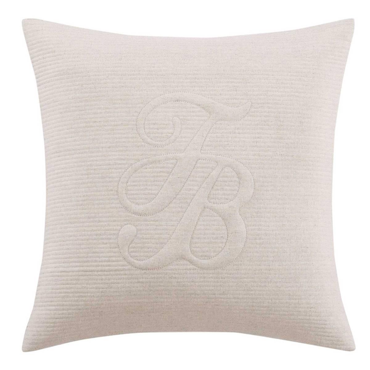 Tommy Bahama Island Estate Quilted Logo Decorative Pillow  20 x 20 - Natural Beige