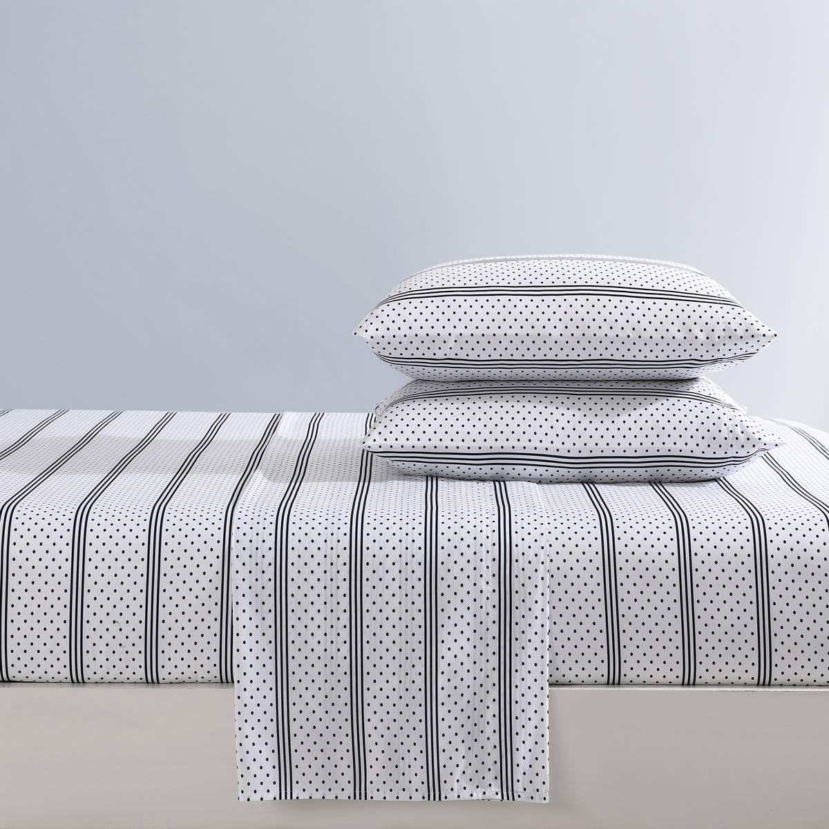 Betsey Johnson Dots And Stripes 4-Pc. Microfiber Sheet Set  King - Raven Black