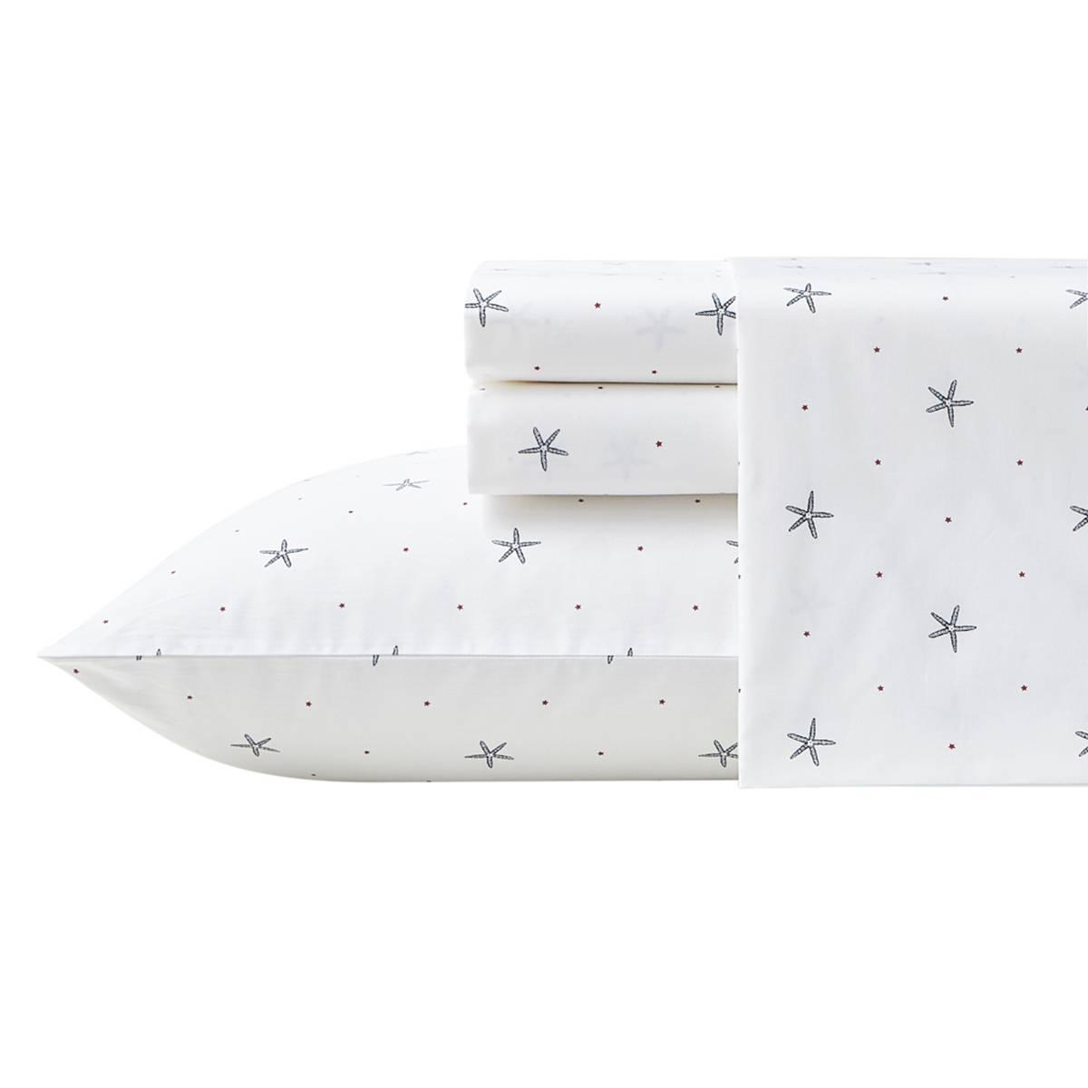 Nautica Star Spangled Coastal Cotton Percale 3-Piece Sheet Set  Twin - Navy  Red