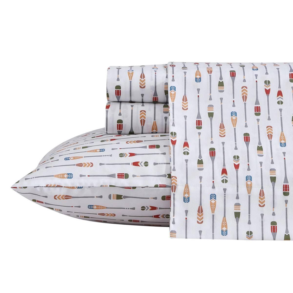 Eddie Bauer Printed 100 Cotton Percale 3-Pc. Sheet Set  Twin - Canoe Lake Paddle