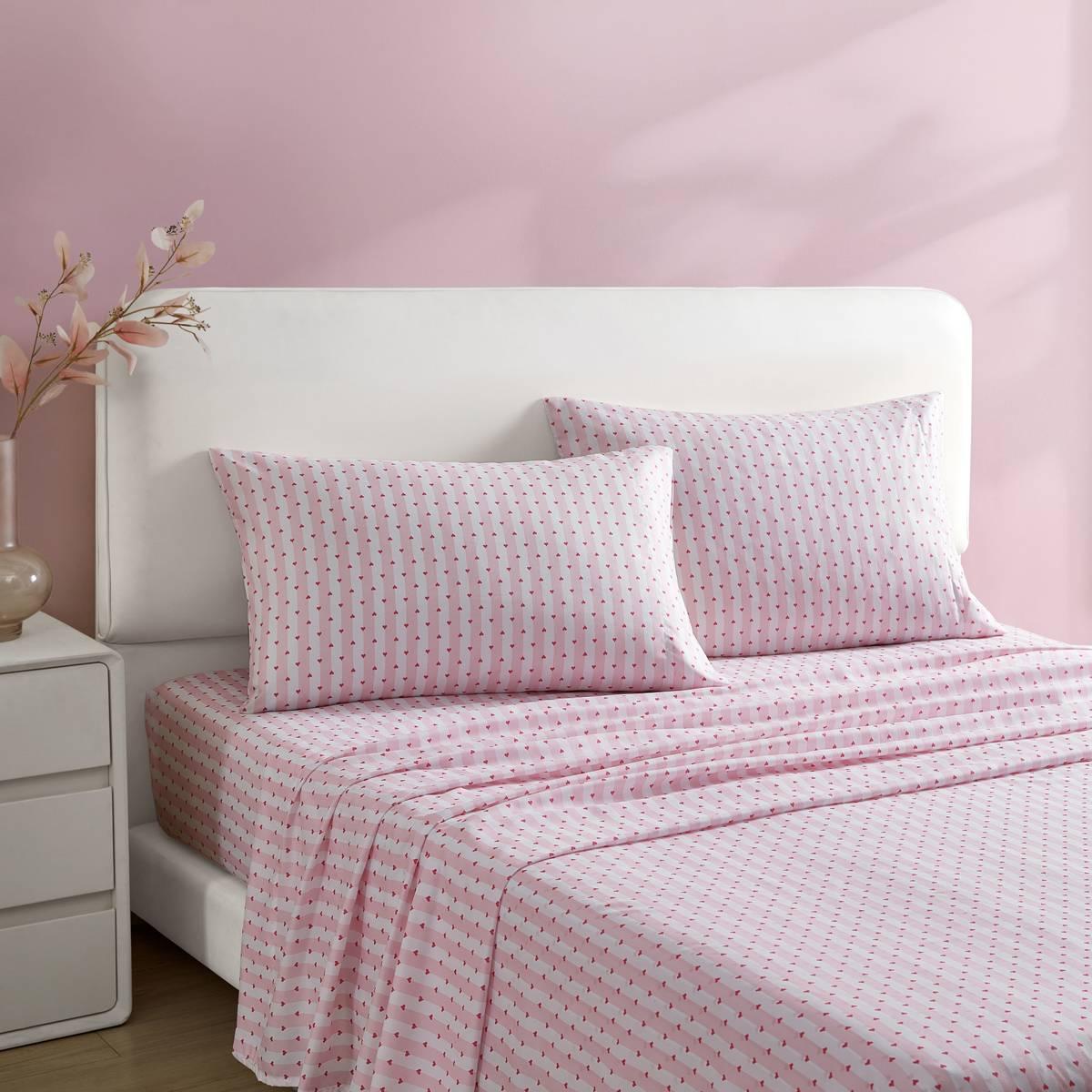 Betsey Johnson Printed Microfiber 3 Piece Sheet Set  Twin Xl - Wonderland Stripe