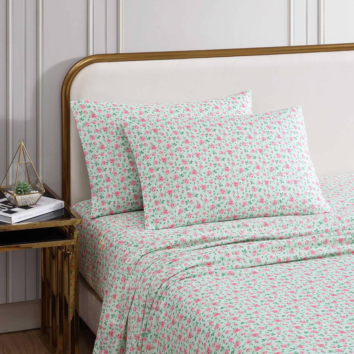Betsey Johnson Silky Microfiber Printed 4-Pc. Sheet Set  King - Flower Fun