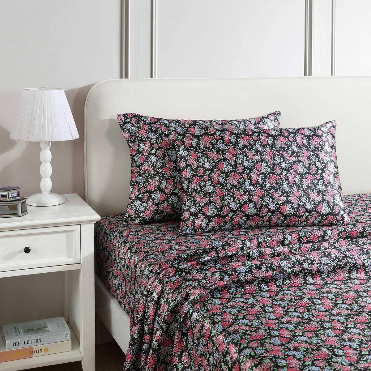 Closeout! Betsey Johnson Satin 4-Pc. Sheet Set  King - Confetti Floral