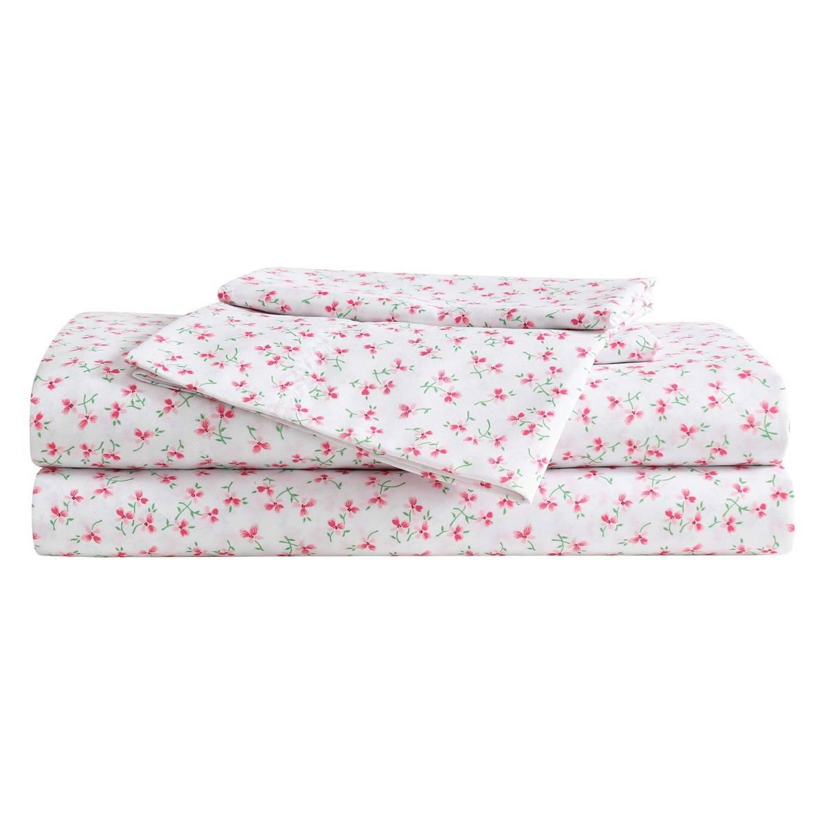 Betsey Johnson Silky Microfiber Printed 4-Pc. Sheet Set  King - Ballet Floral Pink