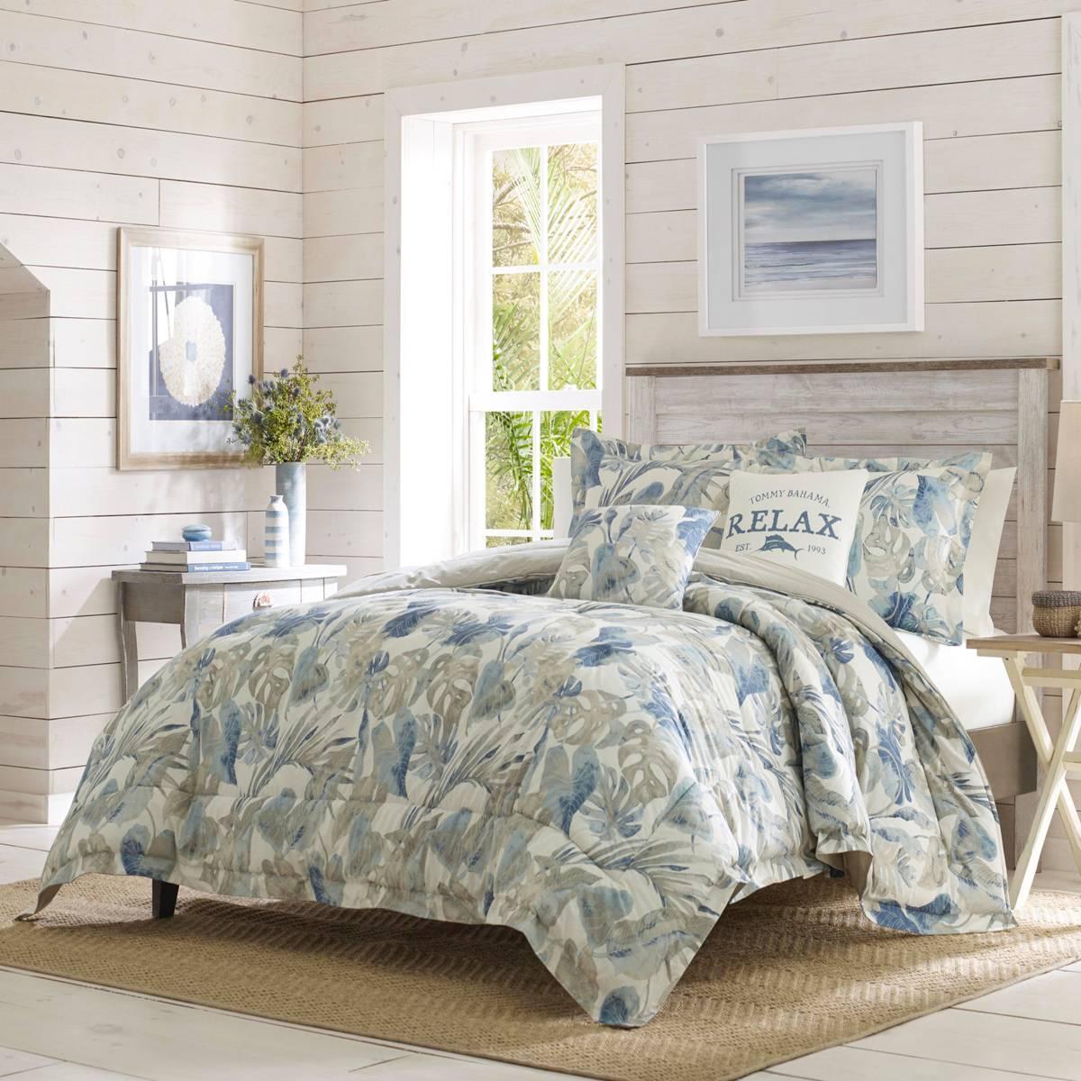 Closeout! Tommy Bahama Home Raw Coast 5 Piece Comforter Set  Full/Queen - Green/Gold