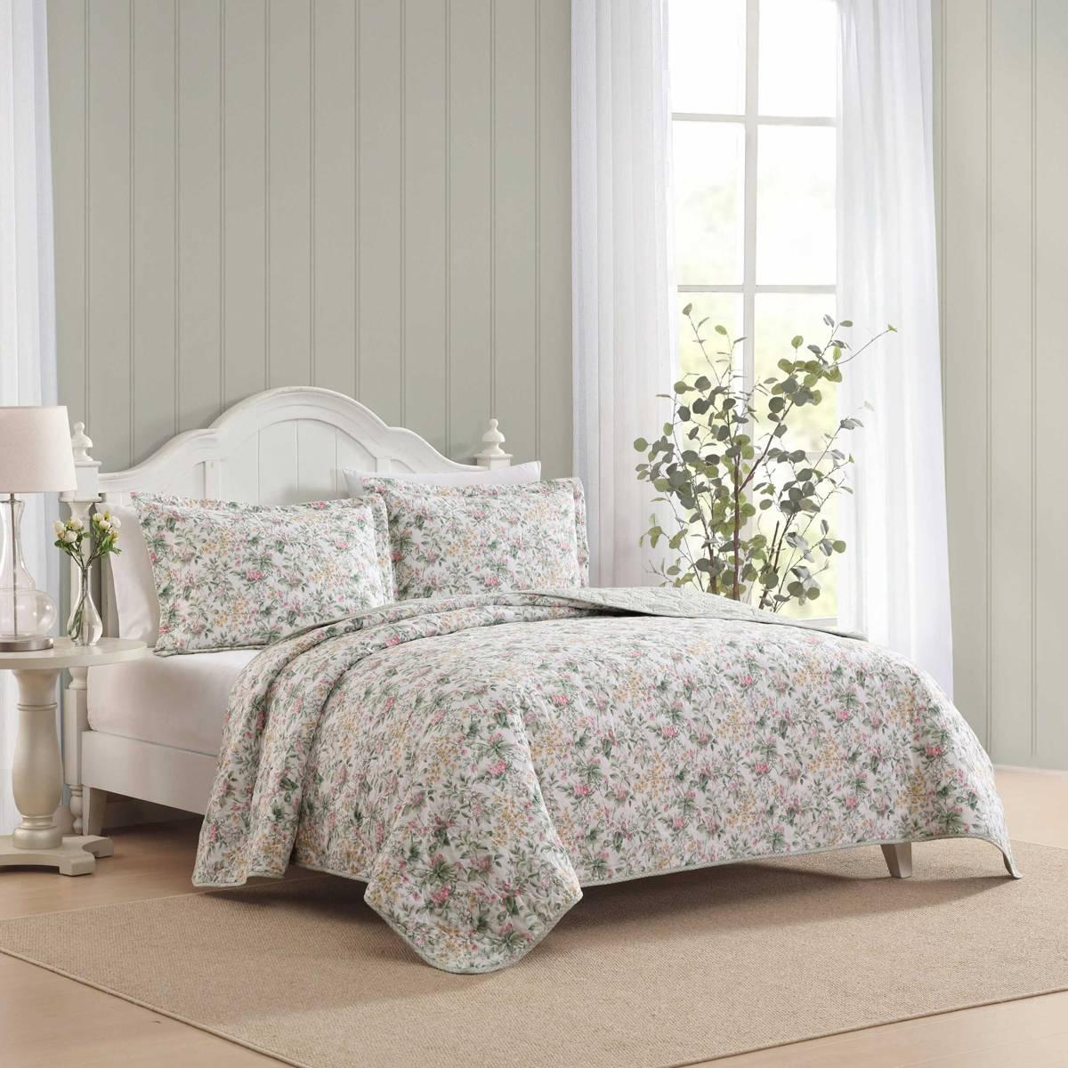 Click here for Laura Ashley(R) Bramble Floral Cotton Reversible Q... prices