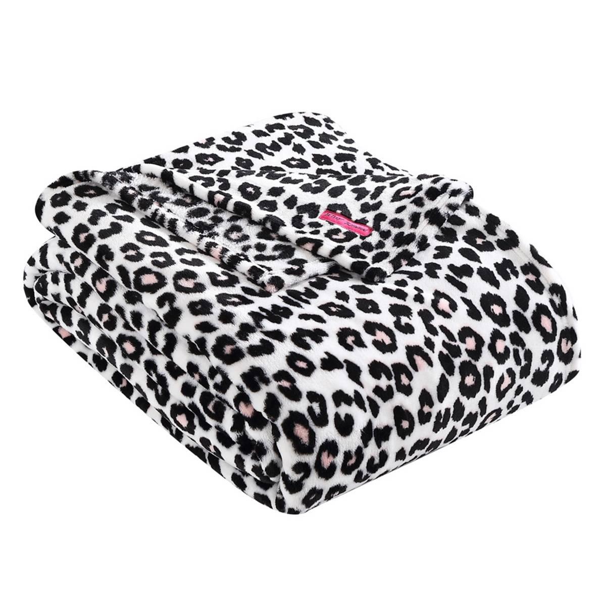 Betsey Johnson Betseys Leopard Ultra Soft Plush Blanket  Twin - Black  Pink
