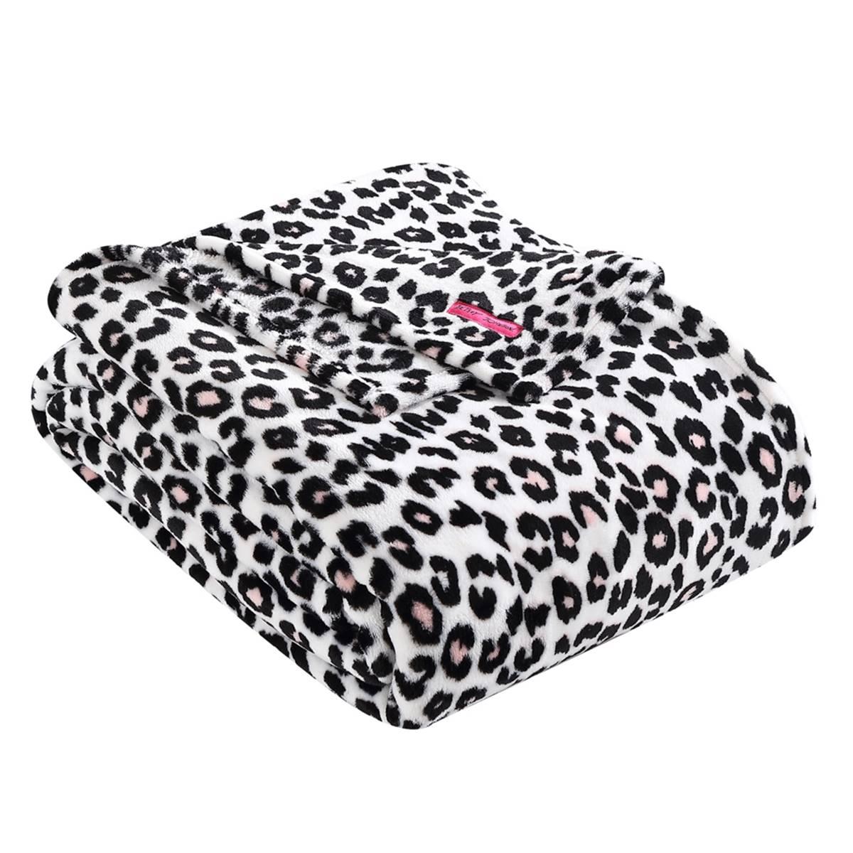 Betsey Johnson Betseys Leopard Ultra Soft Plush Blanket  Full/Queen - Black  Pink