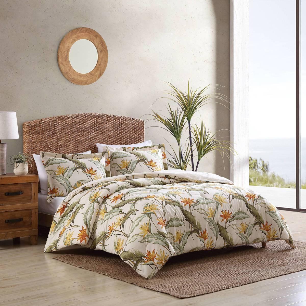 Tommy Bahama Home Birds of Paradise 3 Piece Duvet Cover Set  Full/Queen - Open Beige
