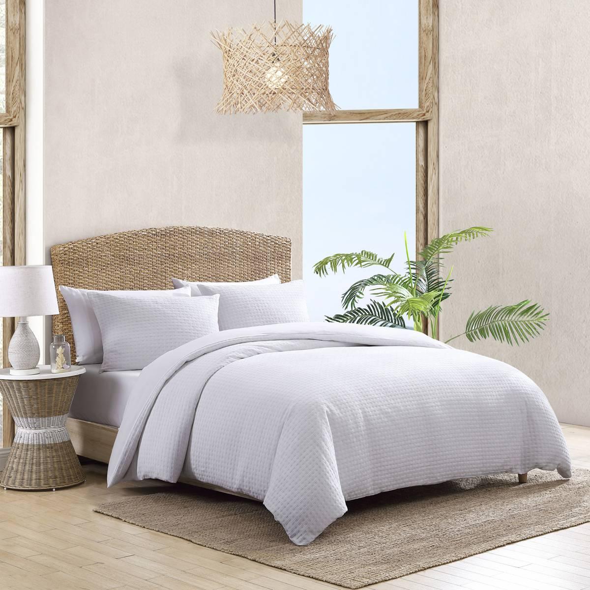 Tommy Bahama Home Basketweave Solid 4 Piece Duvet Cover Set  King - White