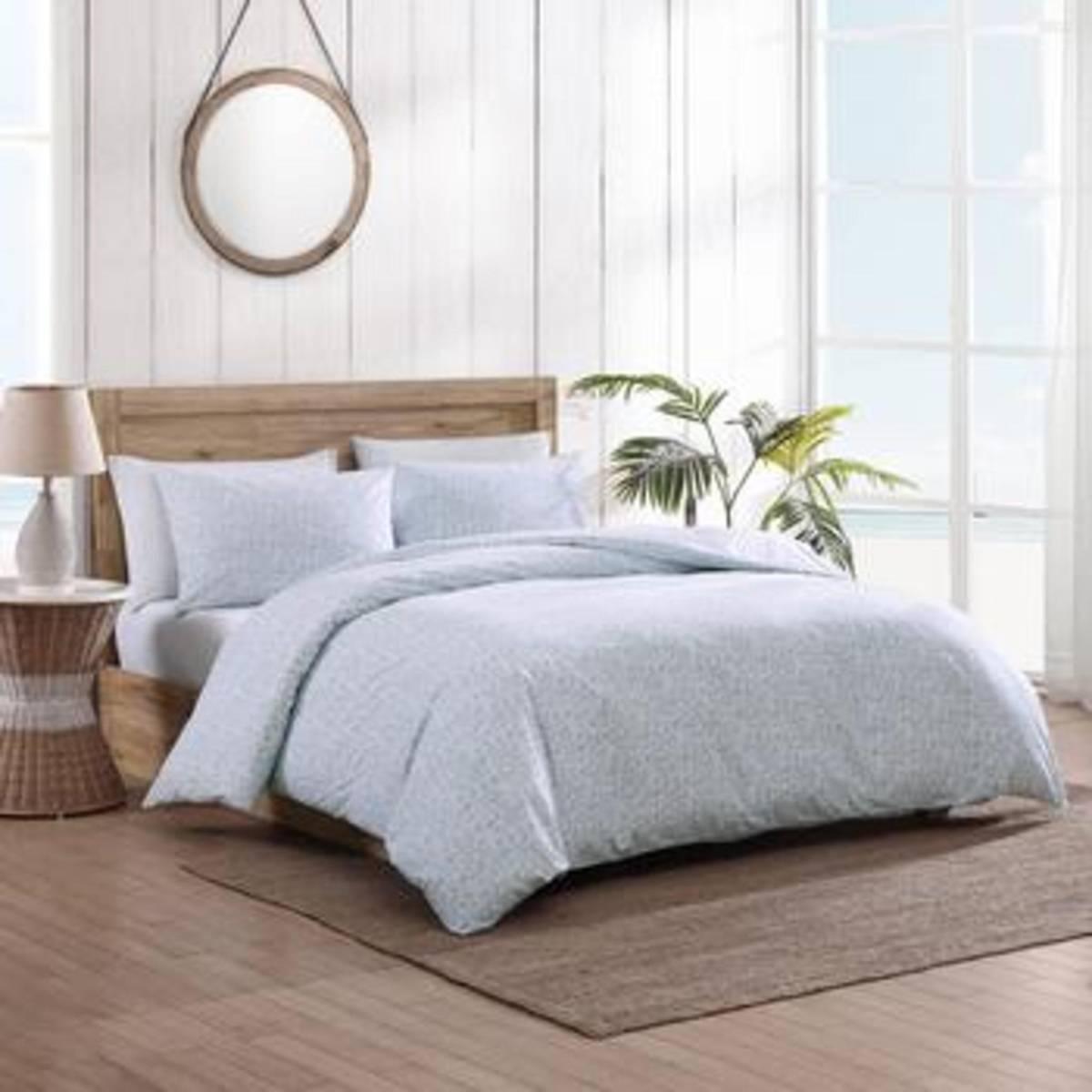 Tommy Bahama Home Koya Bay Cotton 3 Piece Duvet Cover Set  Full/Queen - Blue Sky