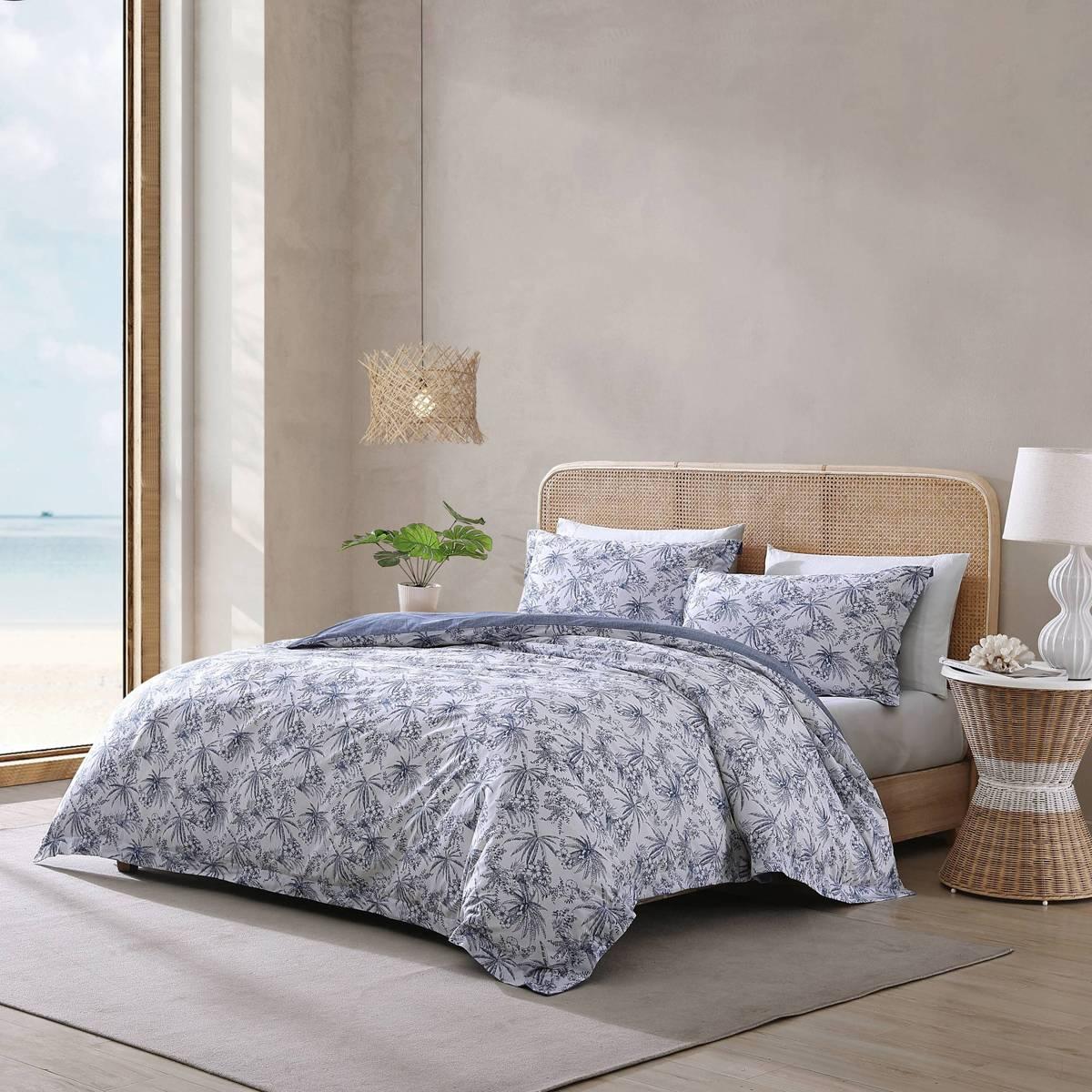 Tommy Bahama Home Pen And Ink Cotton 3 Piece Duvet Cover Set  King - Indigo