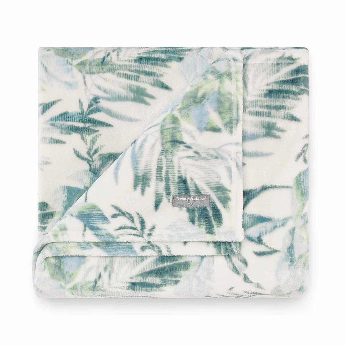 Tommy Bahama Home Wallpaper Leaves Castaway Ultra Soft Plush Throw  50 x 70 - Medium Beige