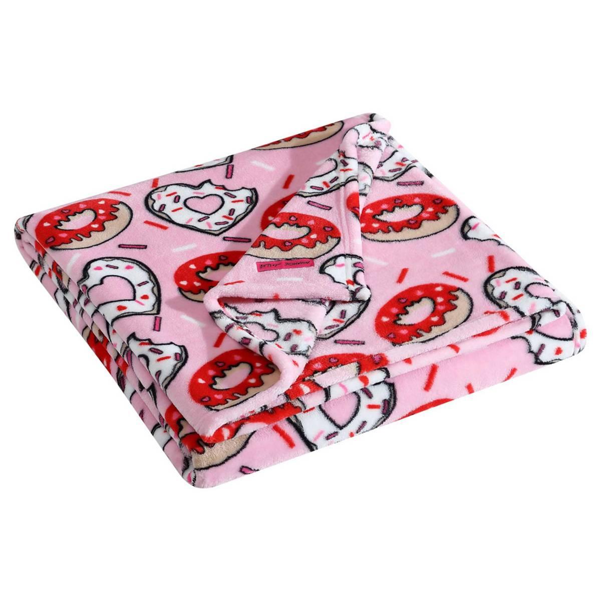 Betsey Johnson Ultra Soft Plush Fleece Throw  50 x 70 - Donut Hearts