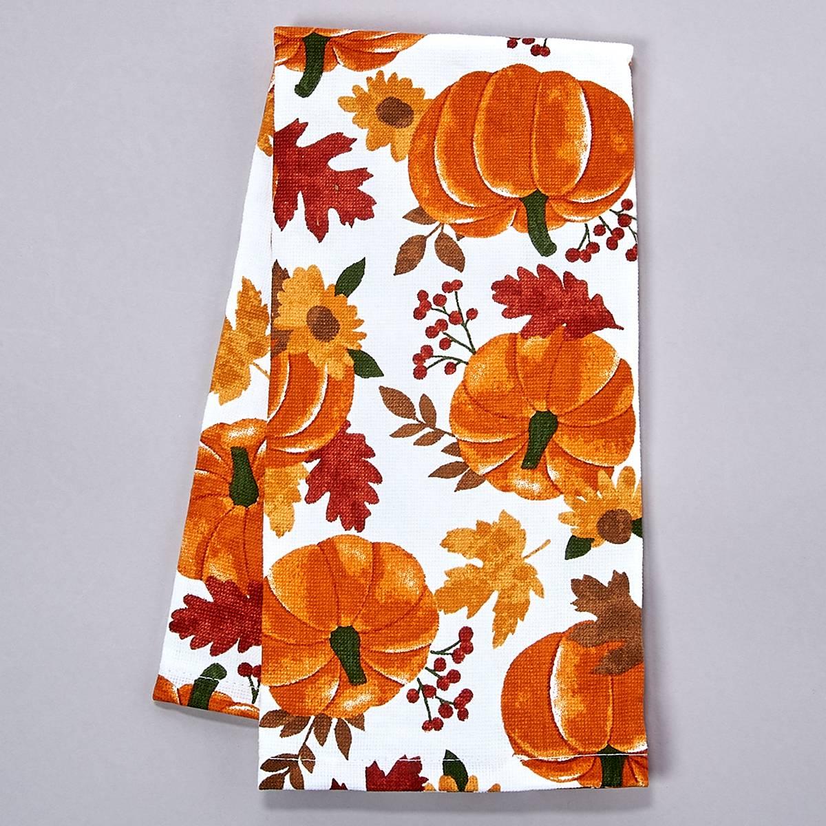 Click here for Textured Pumpkin & Leaves Green Dual Purpose Kitch... prices