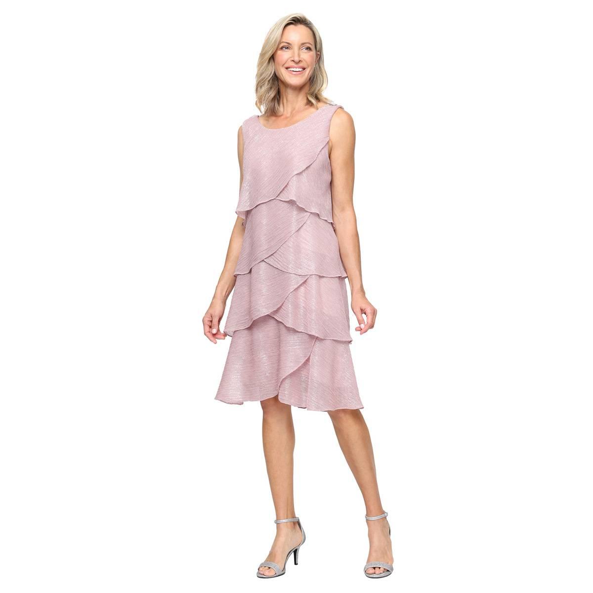 Click here for Womens SLNY Sleeveless Shimmer Tier A-Line Dress prices