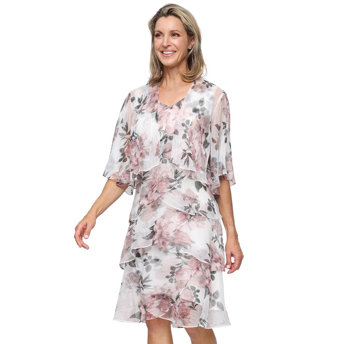Click here for Womens SLNY Tiered Floral Jacket Dress prices