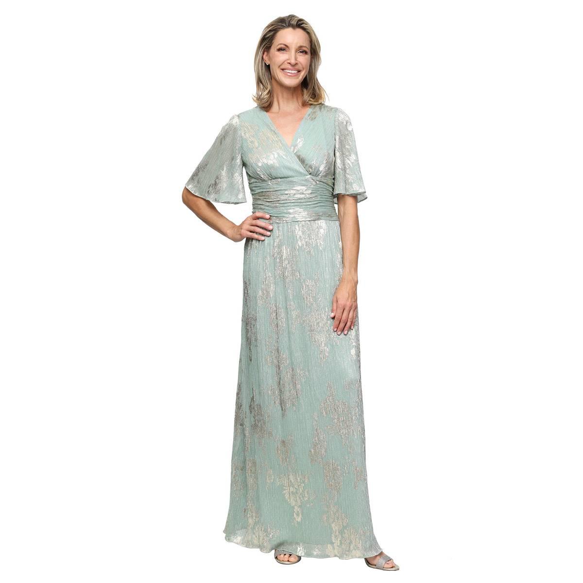 Click here for Womens SLNY Elbow Sleeve Floral Foil Gown prices