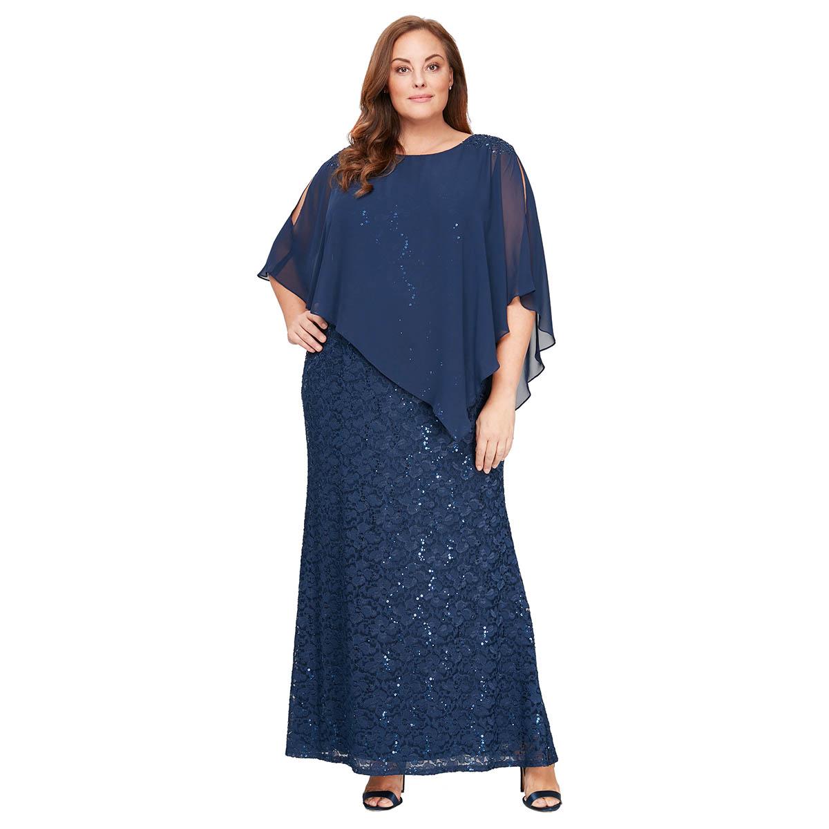Click here for Plus Size SLNY Asymmetric Capelet Overlay Beaded S... prices