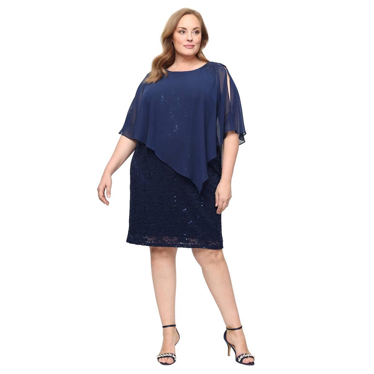 Click here for Plus Size SLNY Asymmetric Chiffon Overlay Lace Shi... prices