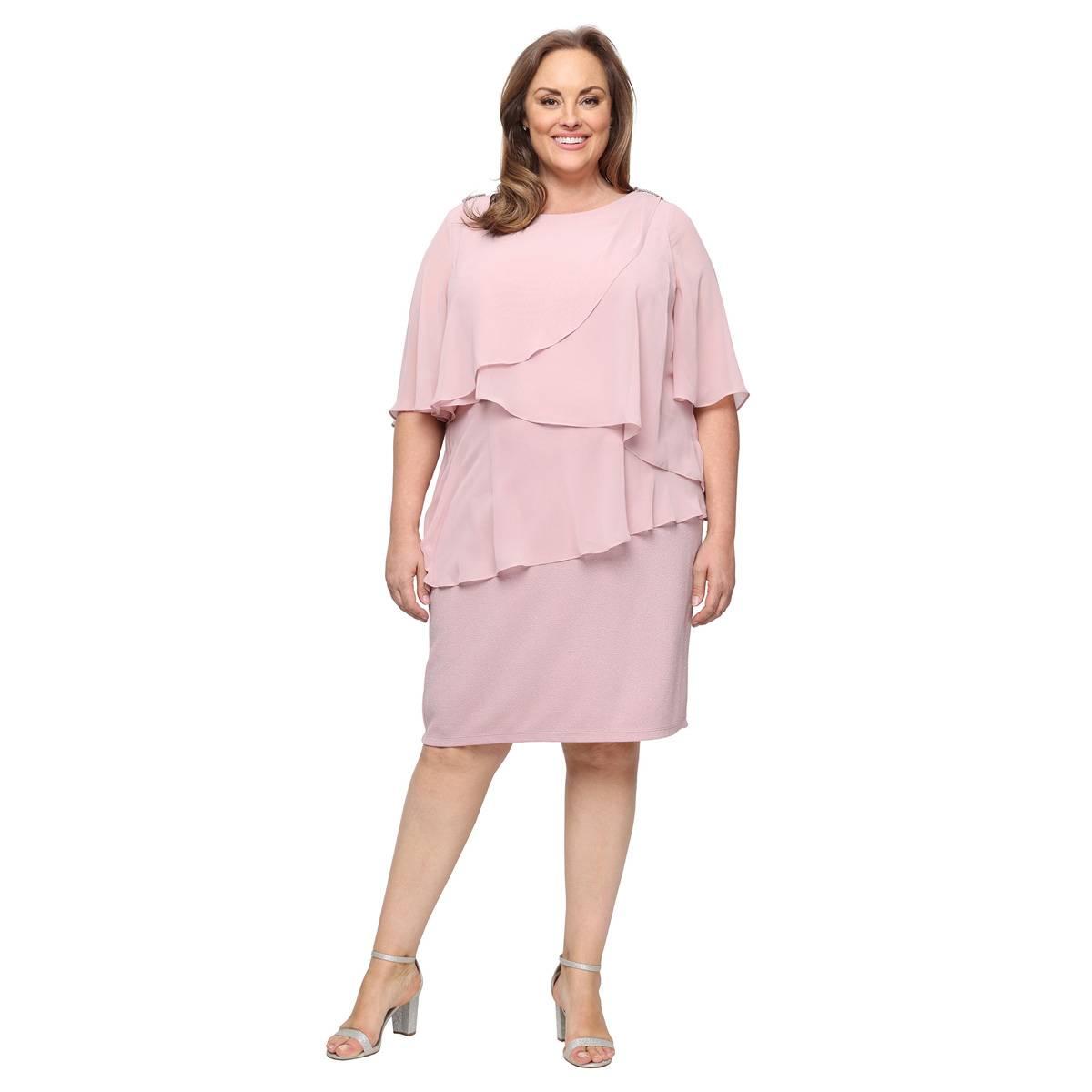 Click here for Plus Size SLNY Elbow Sleeve Solid Tiered Shift Dre... prices