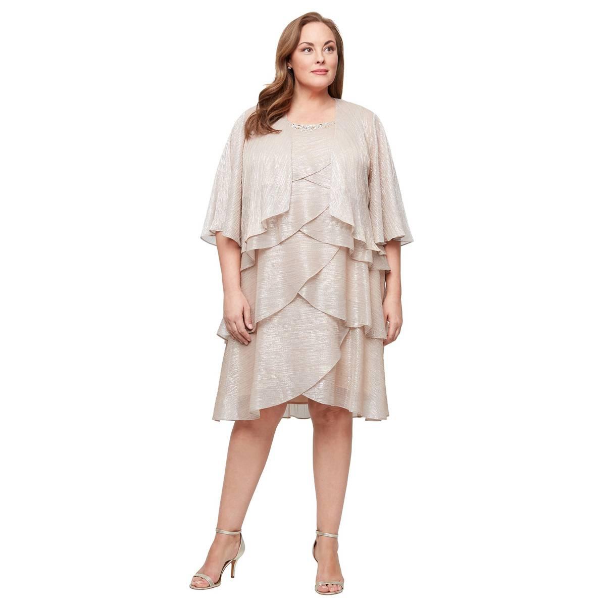 Click here for Plus Size SLNY 2pc. Shimmer Tier Jacket Dress prices